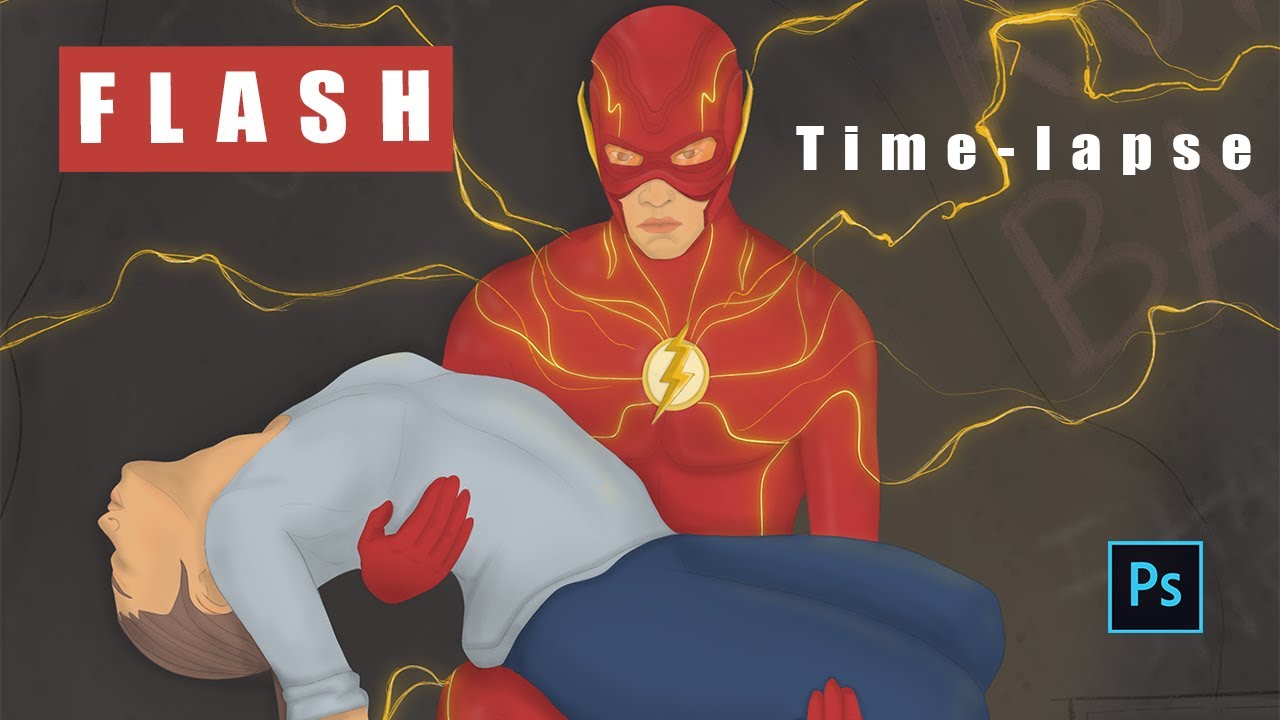 The flash concept art digital drawing photoshop - YouTube