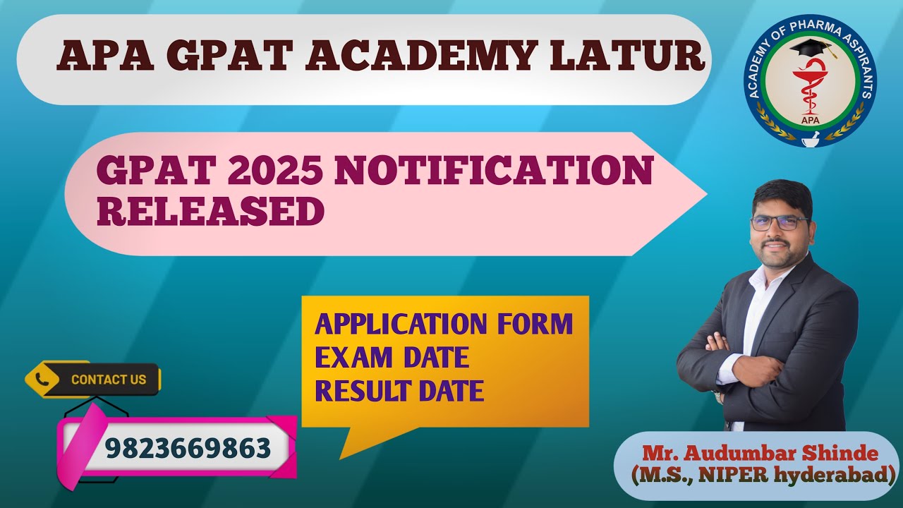 GPAT NOTIFICATION#EXAM DATE# APPLICATION FORM#gpat #niper2024 - YouTube