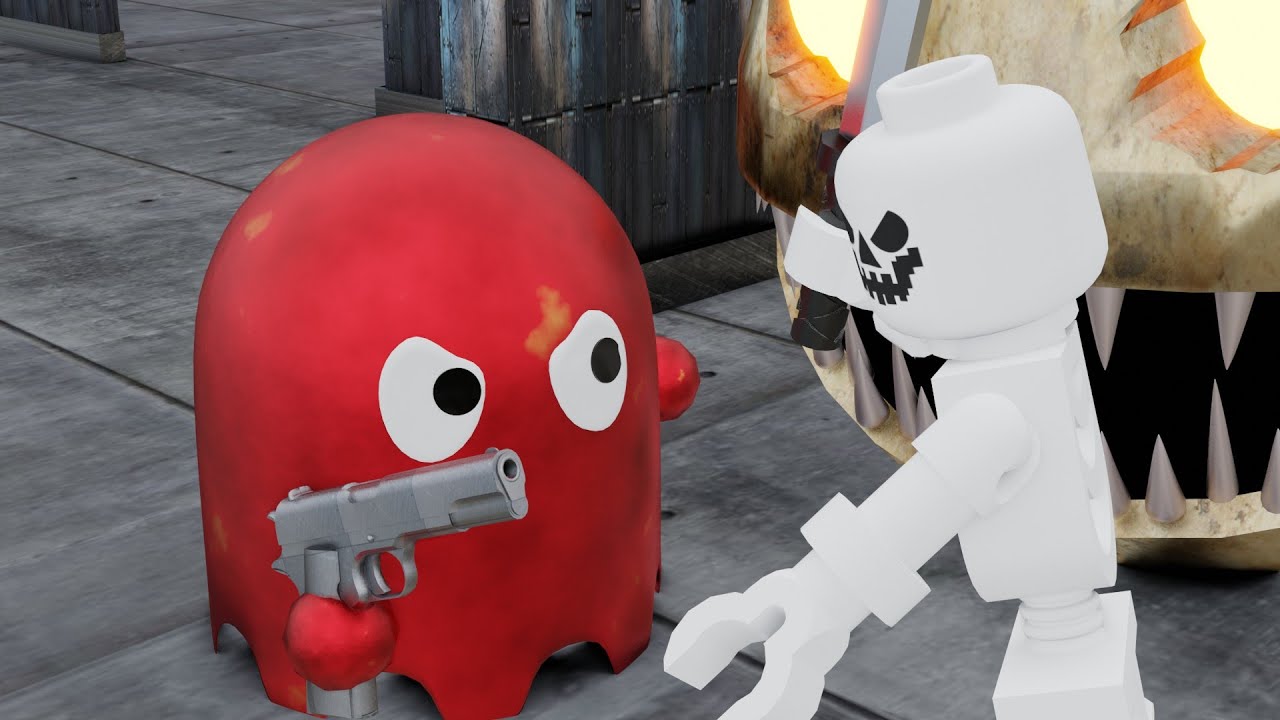 Pacman 3D. Red Ghost VS Lego Skeletons and Skull Monster Pacman - YouTube
