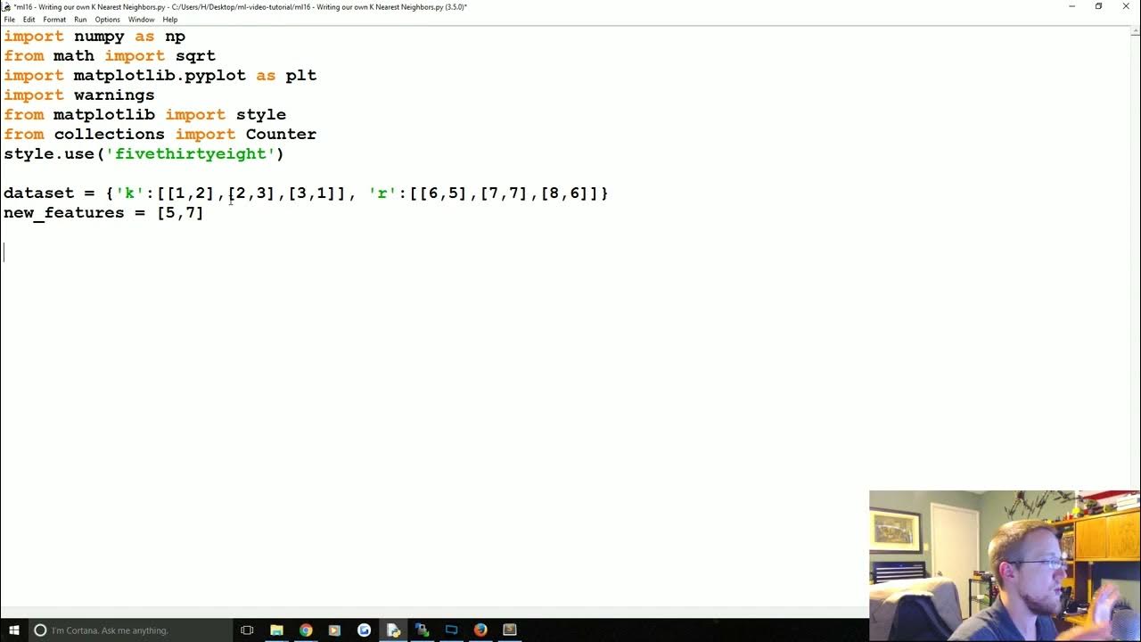16 Creating Our K Nearest Neighbors Algorithm Practical Machine Learning with Python p 16 red ...