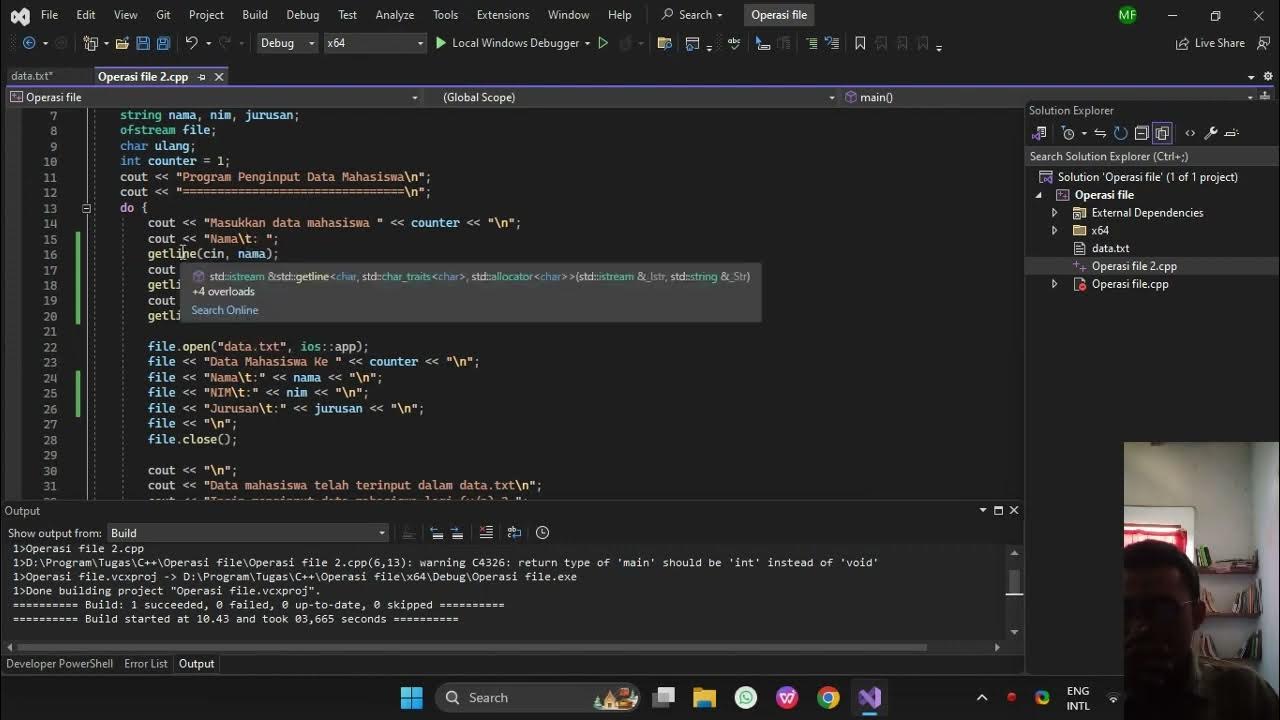 Pemrograman C++: Operasi File dan Contoh Program Sederhana Menggunakan Library Fstream - YouTube