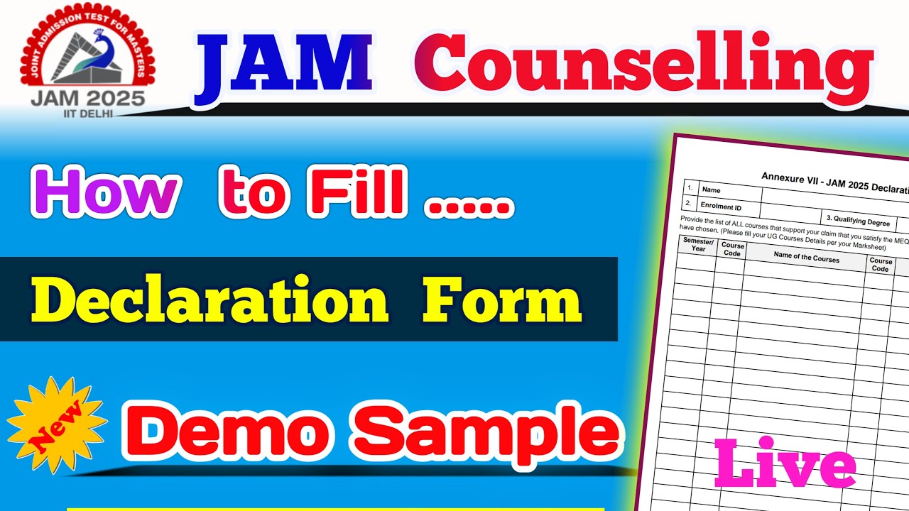 How to fill Self Declaration of IIT JAM Counselling 2025 | iitjam ...