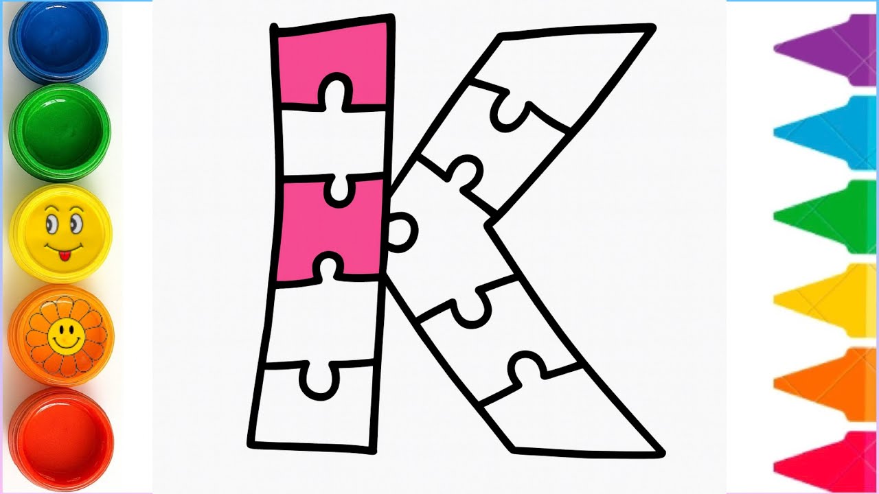 How to Draw Puzzle Letter K | Easy Step by Step Drawing Tutorial - YouTube