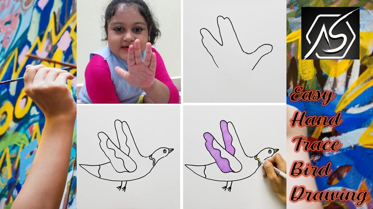 Learn how to do palm art by Ayra | Easy & Simple hand traces bird ...