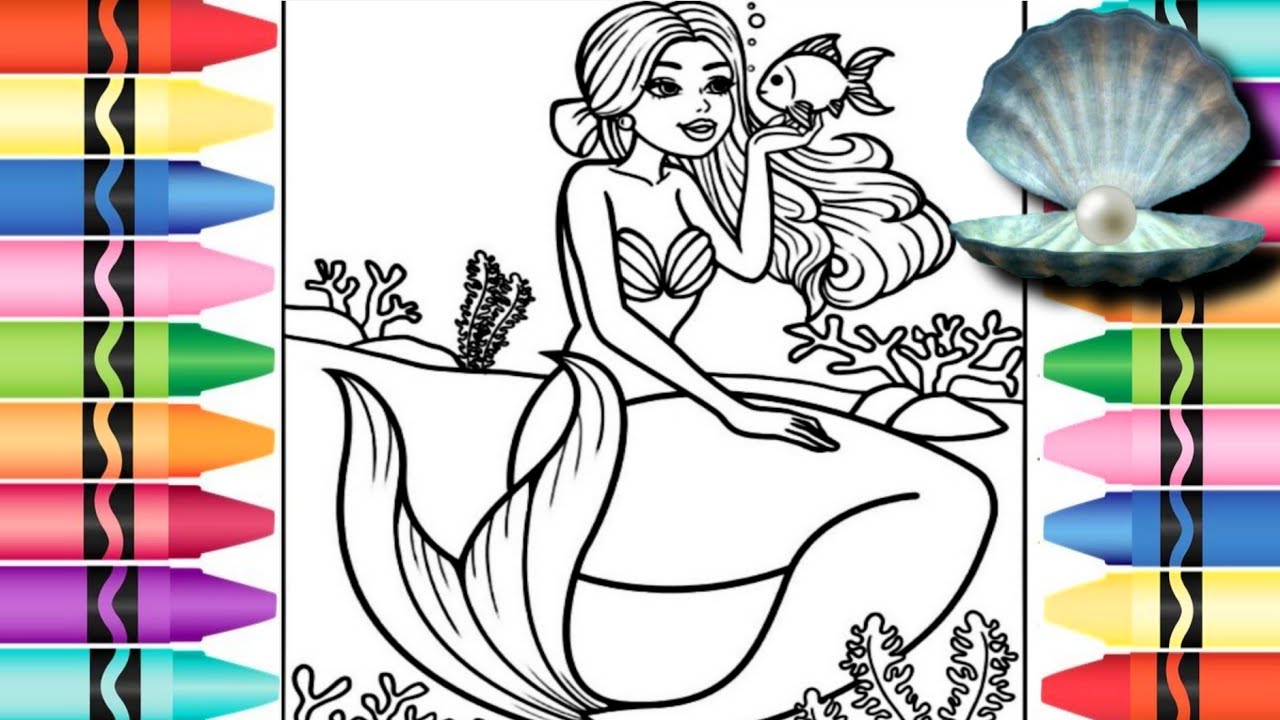 Mako Mermaid Coloring Pages Coloring Book For Kids. Cute Mermaid With