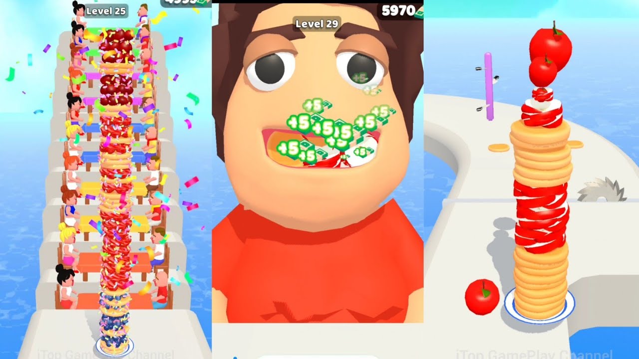 Pancake Run Game 🥞🍔🍓All Levels Gameplay Android iOS Walkthrough Level ...