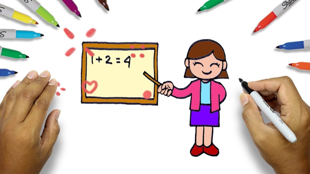 Best Teacher Drawing Easy | How To Draw Teacher Birthday Card - YouTube