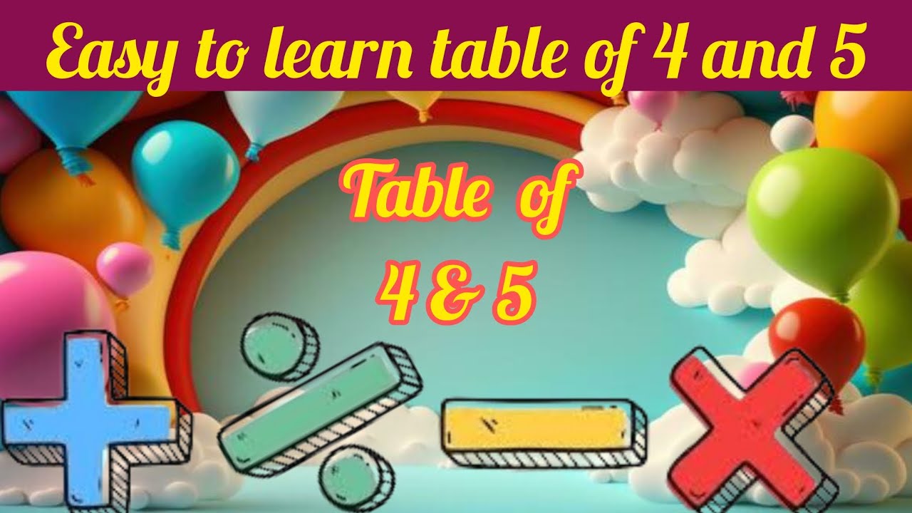 learn table of 4 and 5|table 4&5|tables for kids|pahade|4 and 5 tables ...