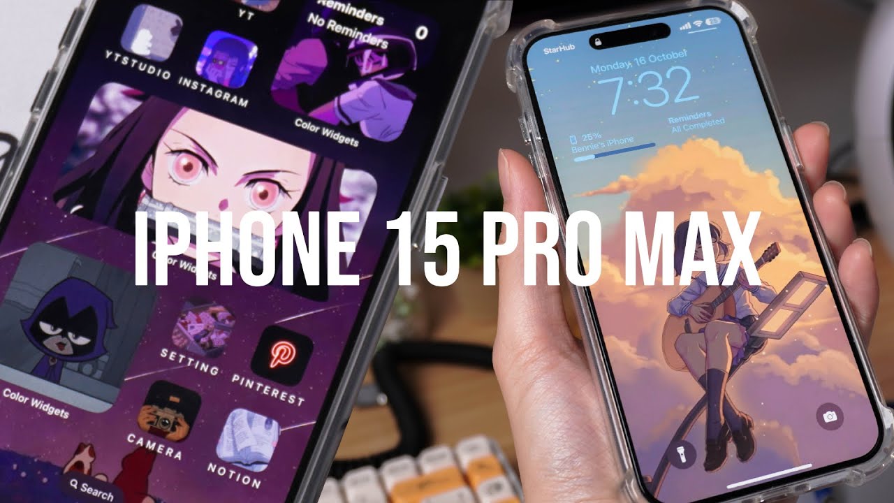 How to setup your iPhone aesthetically 💜, iPhone 15 Pro Max, Anime ...
