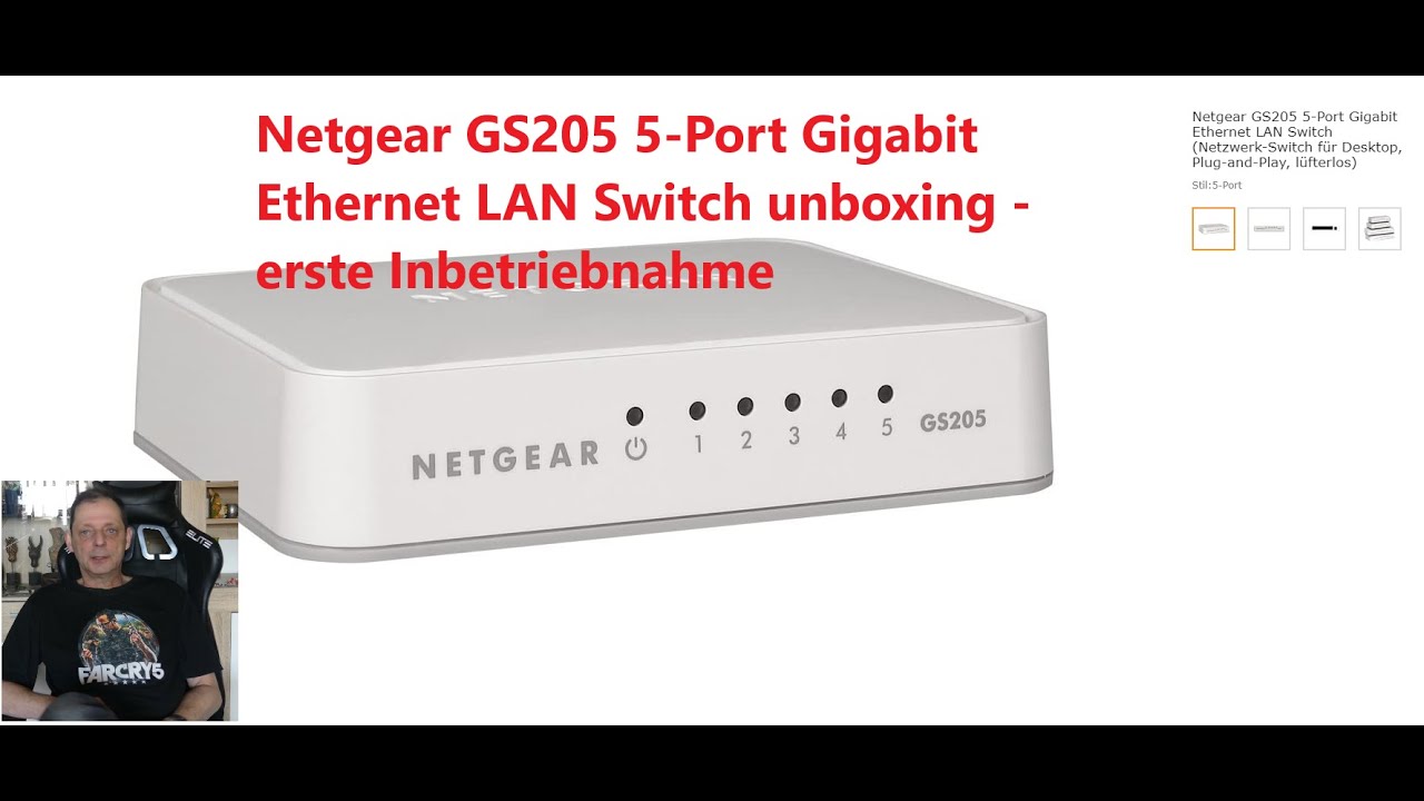 Netgear GS205 5-Port Gigabit Ethernet LAN Switch unboxing -erste ...