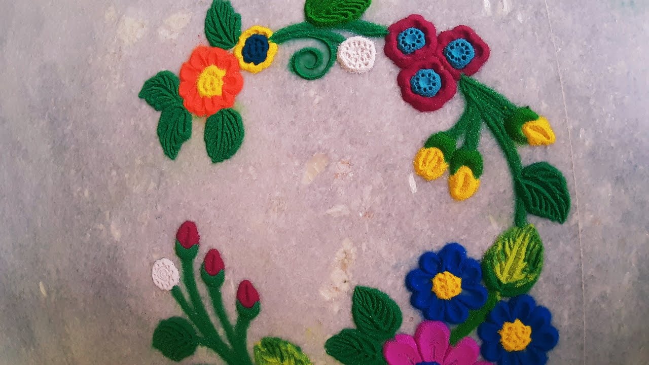 Flower ring/ crown rangoli design🌷💐 - YouTube