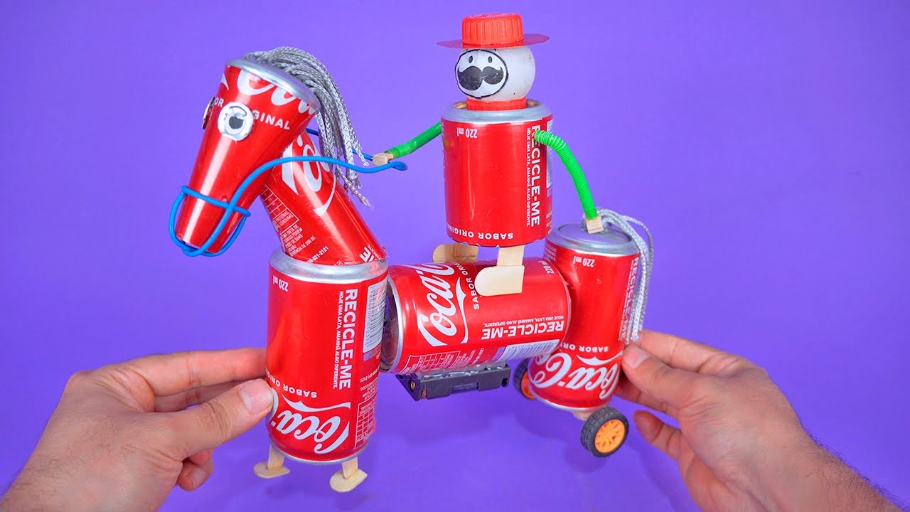 Make an Amazing DIY Toy Horse recycling Soda Cans - YouTube