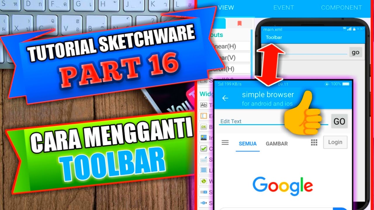 Tutorial Sketchware Part 16 Cara Merubah Toolbar Youtube