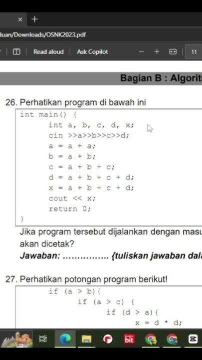Pembahasan Soal OSN Informatika SMA MA tahun 2023 #algorithm #tutorial #algoritmi #c++ - YouTube