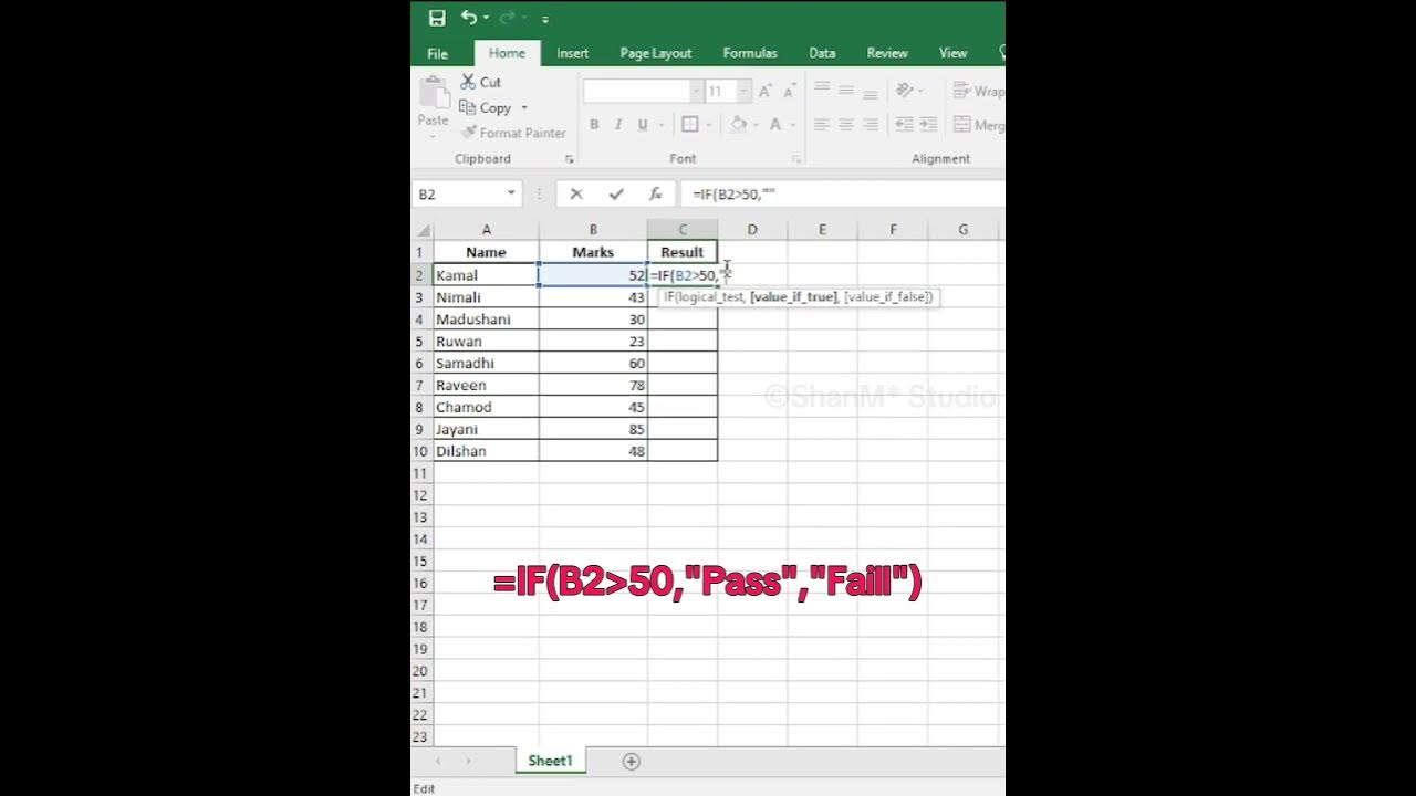Ms Excel Basic Learn Excel If Function Msexcel Iffunction Shorts Youtube