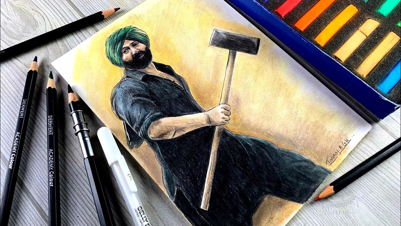 Gadar 2 Drawing | Sunny Deol Drawing | Colour Pencils | Artdraw - YouTube