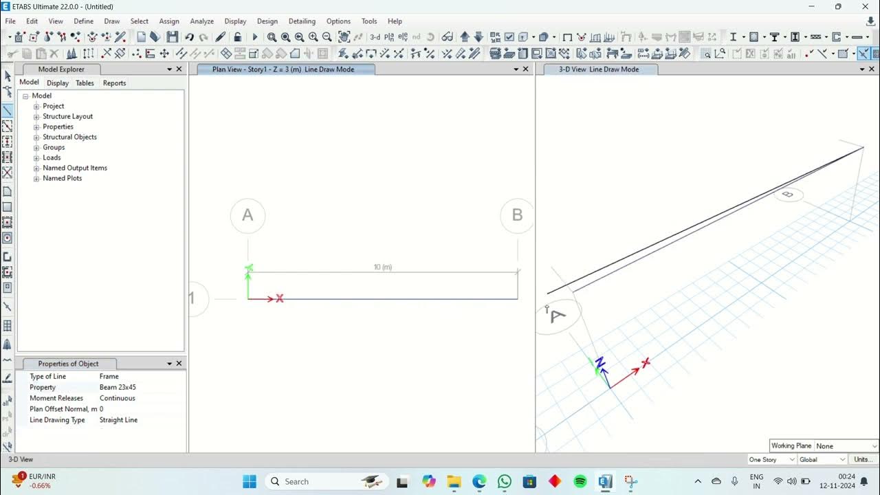 Analysis of Fixed Beam with (UDL+Point Load) by ETABS Software - YouTube