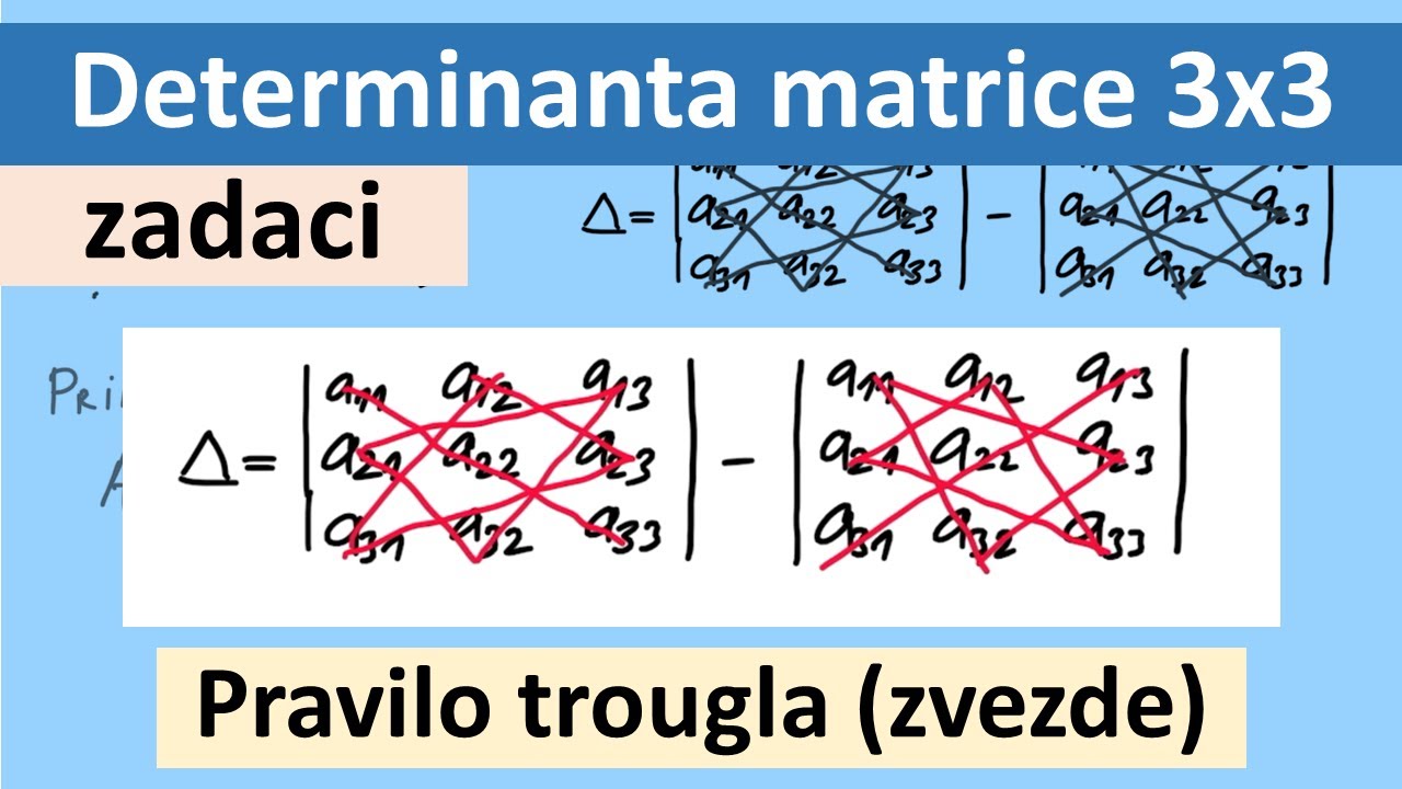 Determinanta matrice 3x3 - pravilo trougla. - YouTube