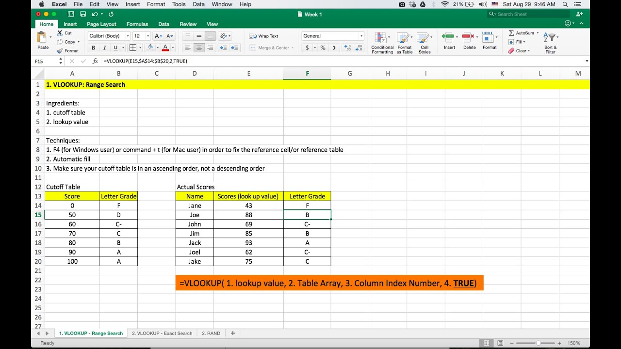 How To Use VLOOKUP To Find A Letter Grade Approximate Search Or Range how-to-use-vlookup-to-find-a-letter-grade-approximate-search-or-range