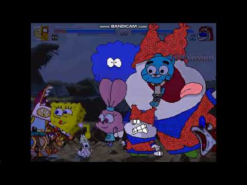 mugen-Finn & Rigby & Ren & Rocko vs Stimpy & Gumball MVC2 & SpongeBob ...