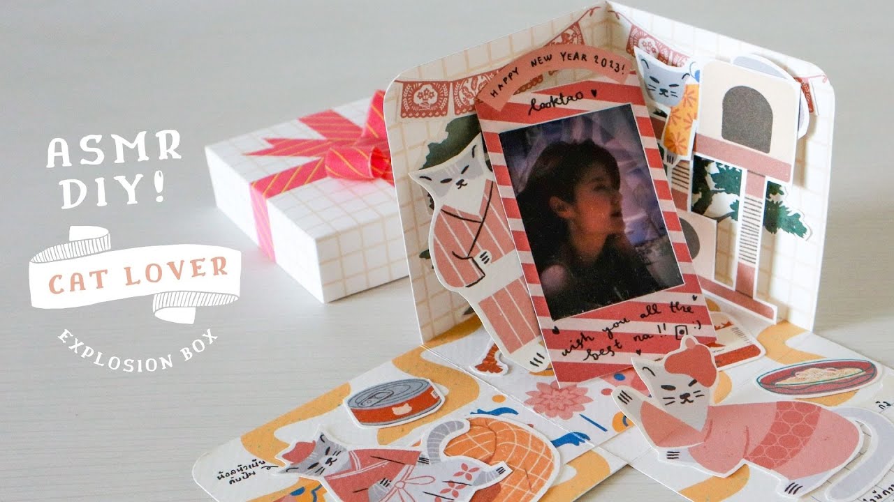 ASMR DIY Explosion box Card for Cat Lover Tutorial - YouTube