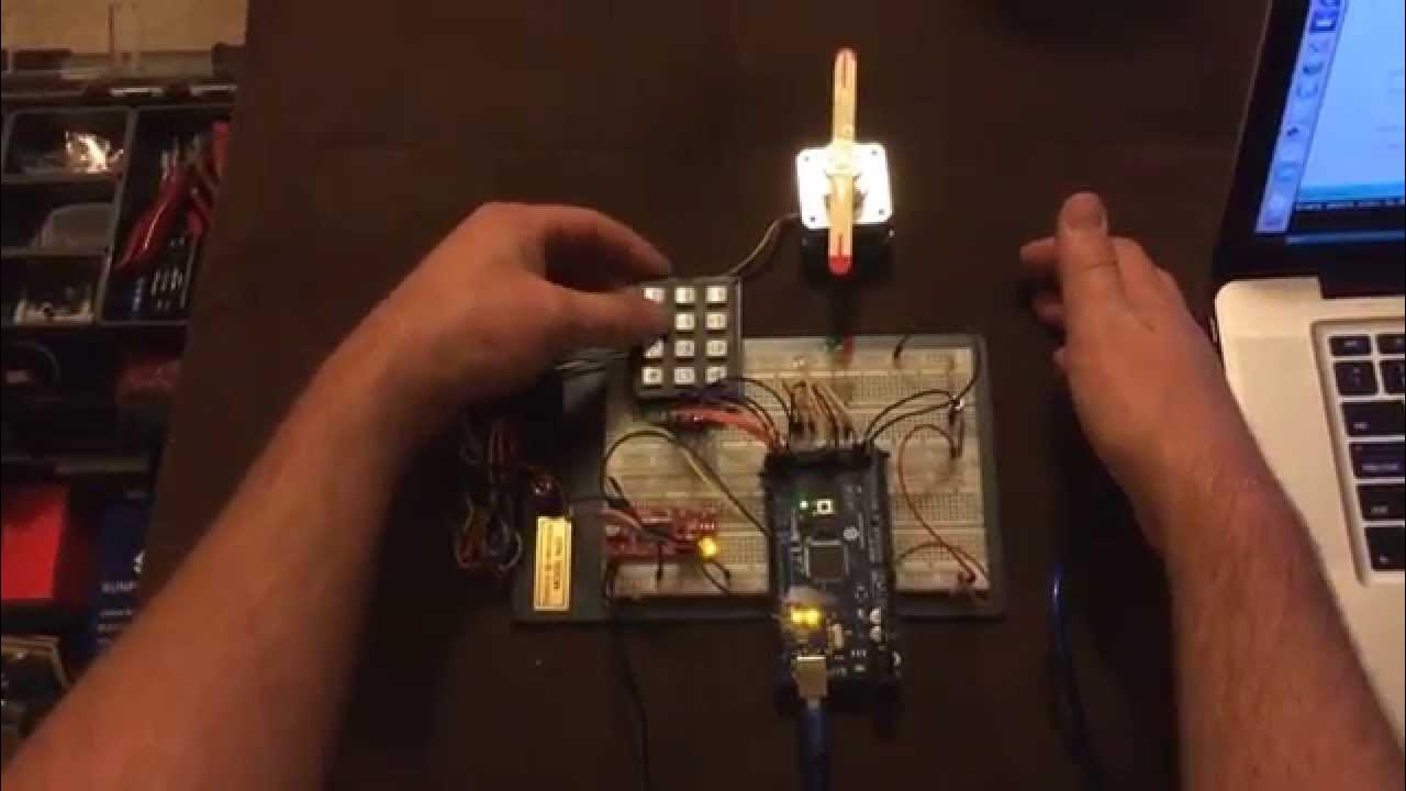 Arduino stepper positions set using keypad passwords and a momentary button. - YouTube