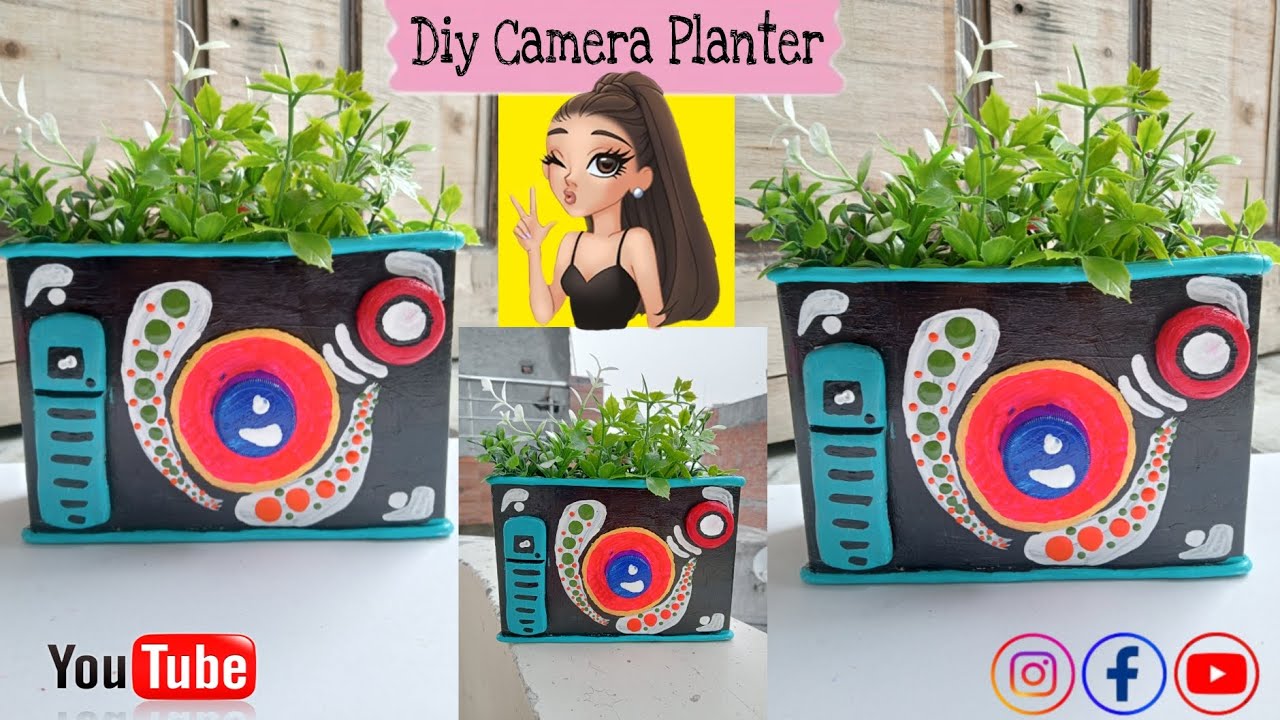 Diy Camera Planter Making with Cardboard || Home Decor || Best Use Of ...