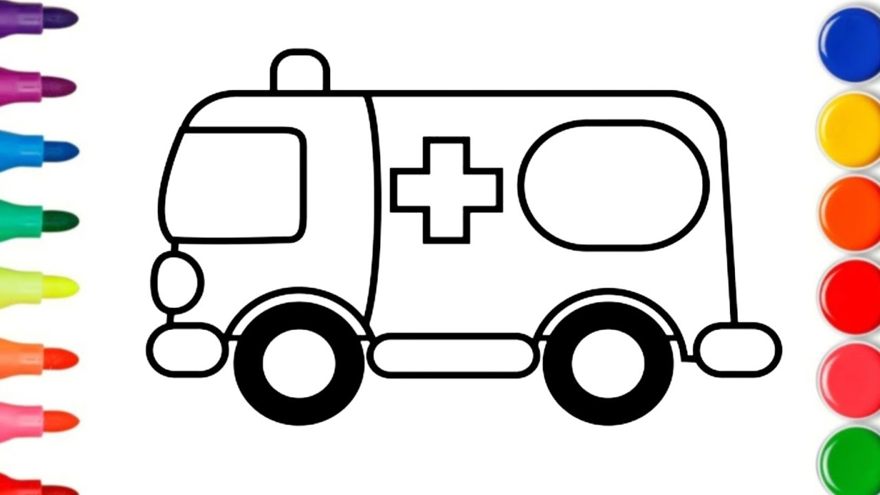 Ambulance 🚑 coloring, drawing, painting for kids &toddlers - YouTube