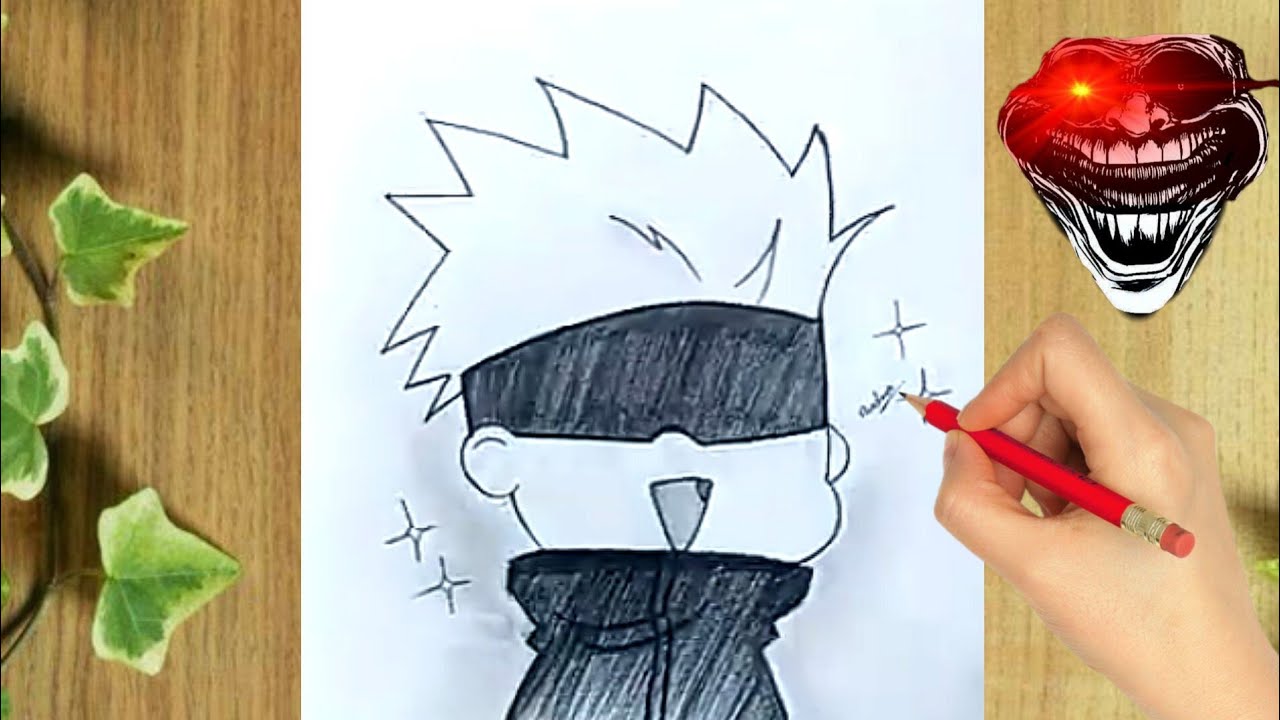 How to draw kid Gojo Satoru | Easy Gojo drawing for beginners | Best ...