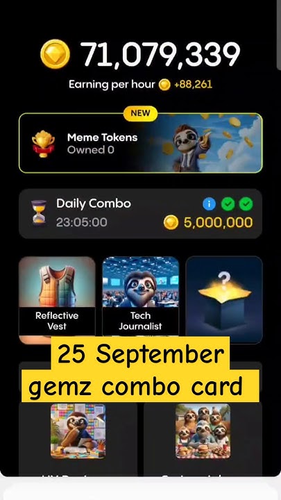 Gemz daily combo | Gemz daily code | gems 25 september code | gemz code today | gemz combo card ...