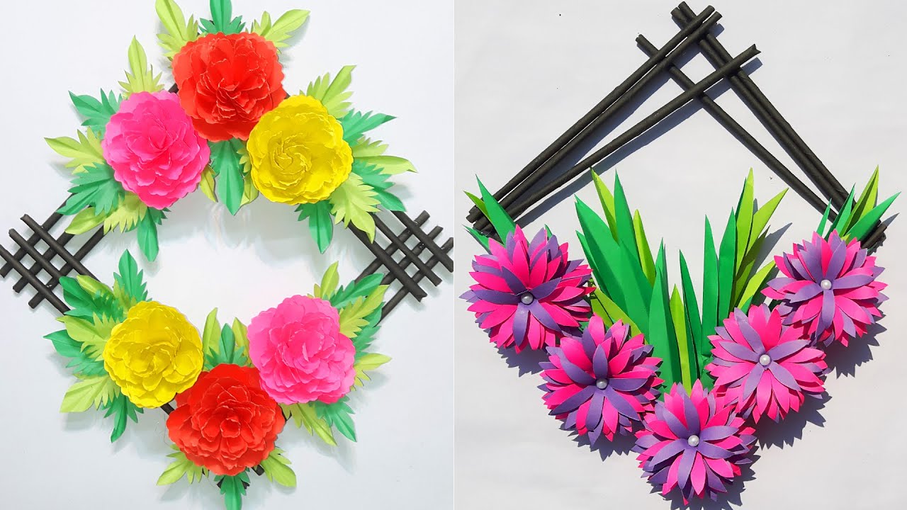 Diy Paper Flowers Wall Art Idea 🌸 Handmade Home Decor Craft 🌺Easy ...