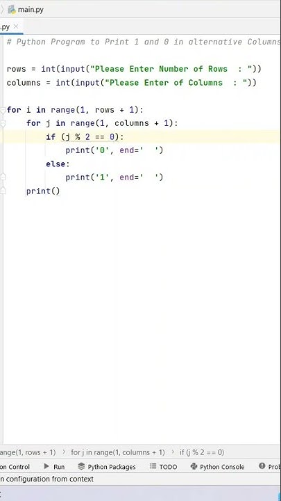 Print 1 & 0 in alternative Columns using Python 👍😉 #codewithharry #css #python #programming # ...