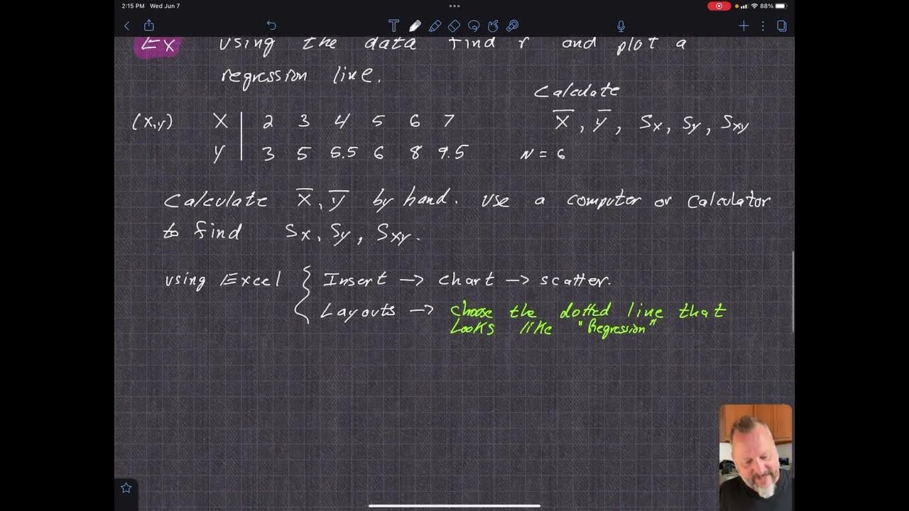 Section 5d Use Excel to Compute Regression Line - YouTube