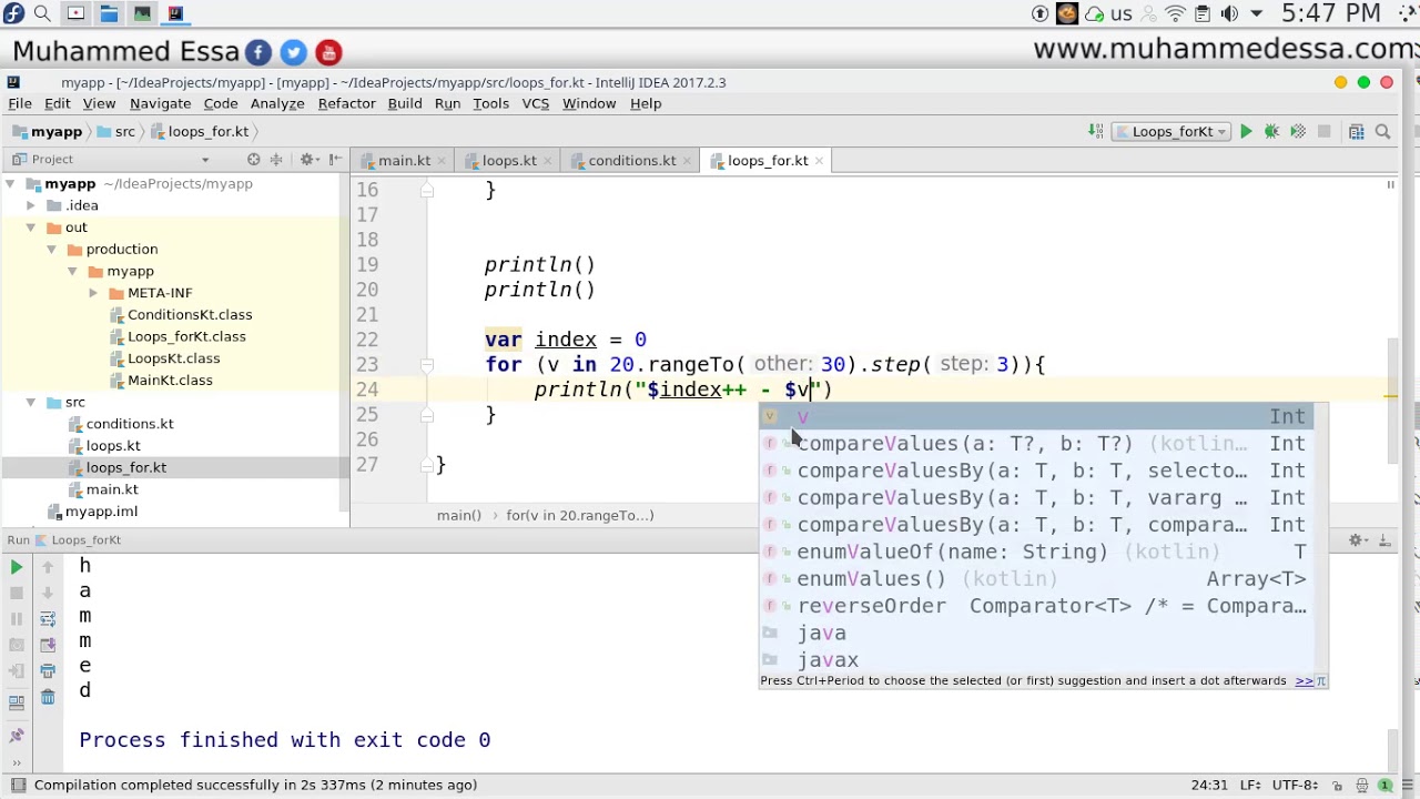 17 Kotlin Basics Using For Control Flow Youtube