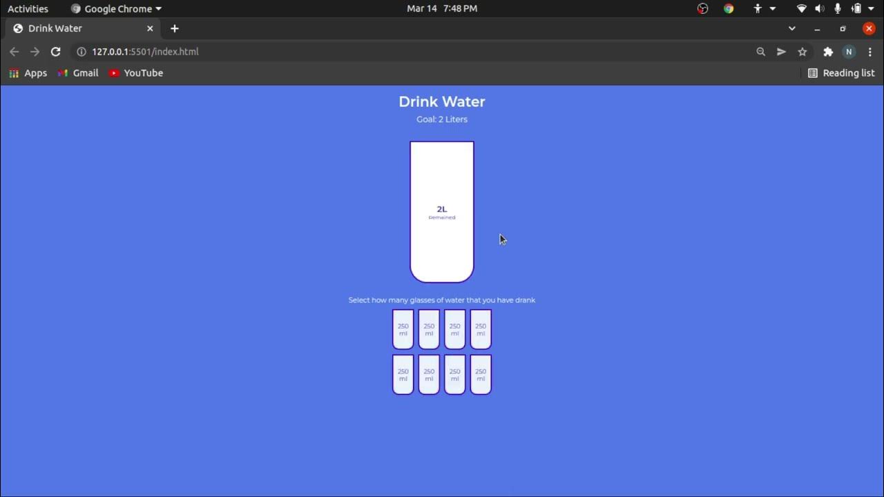 How to Code drink water app using html css javascript - YouTube