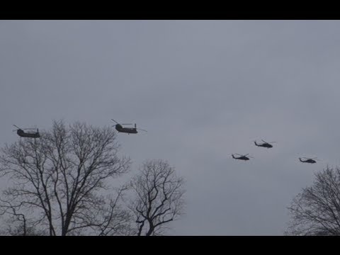 Black Hawk / Apache / Chinook military helicopter flyover (Super Bowl preperation) - YouTube
