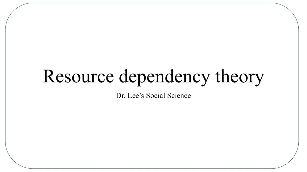 Resource dependency theory - YouTube