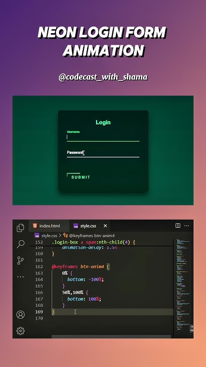 Animated Neon Login Form | HTML CSS JavaScript #ytshorts #coding #viralvideo - YouTube