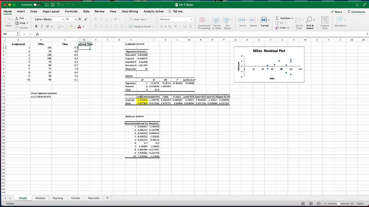 How to perform simple linear regression analysis in Excel - YouTube