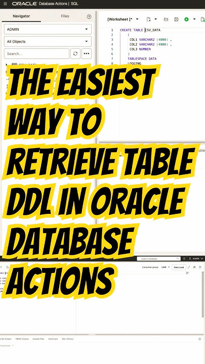 I think this is the easiest way to find DDL for tables and database objects in Database Actions ...