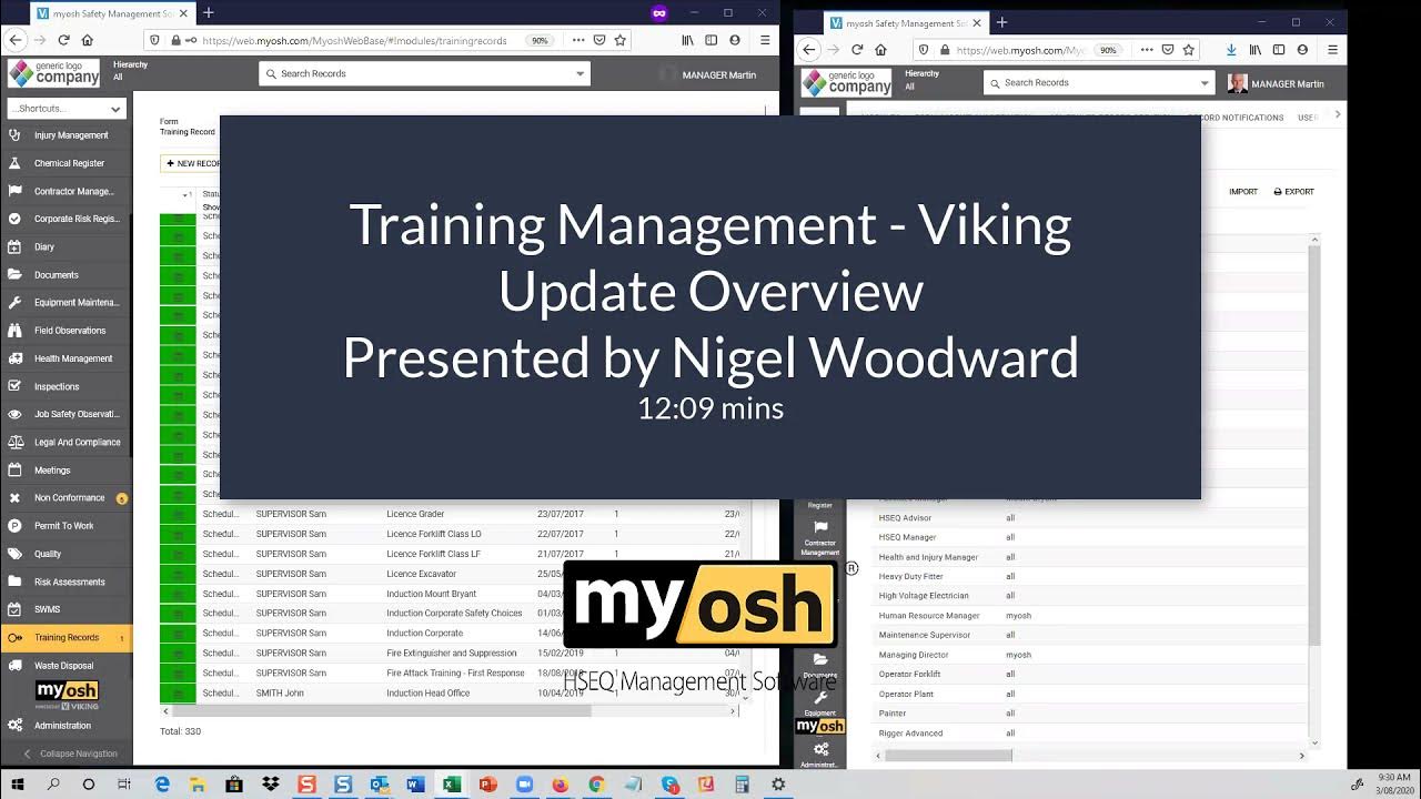 myosh Viking Training Management Overview - YouTube