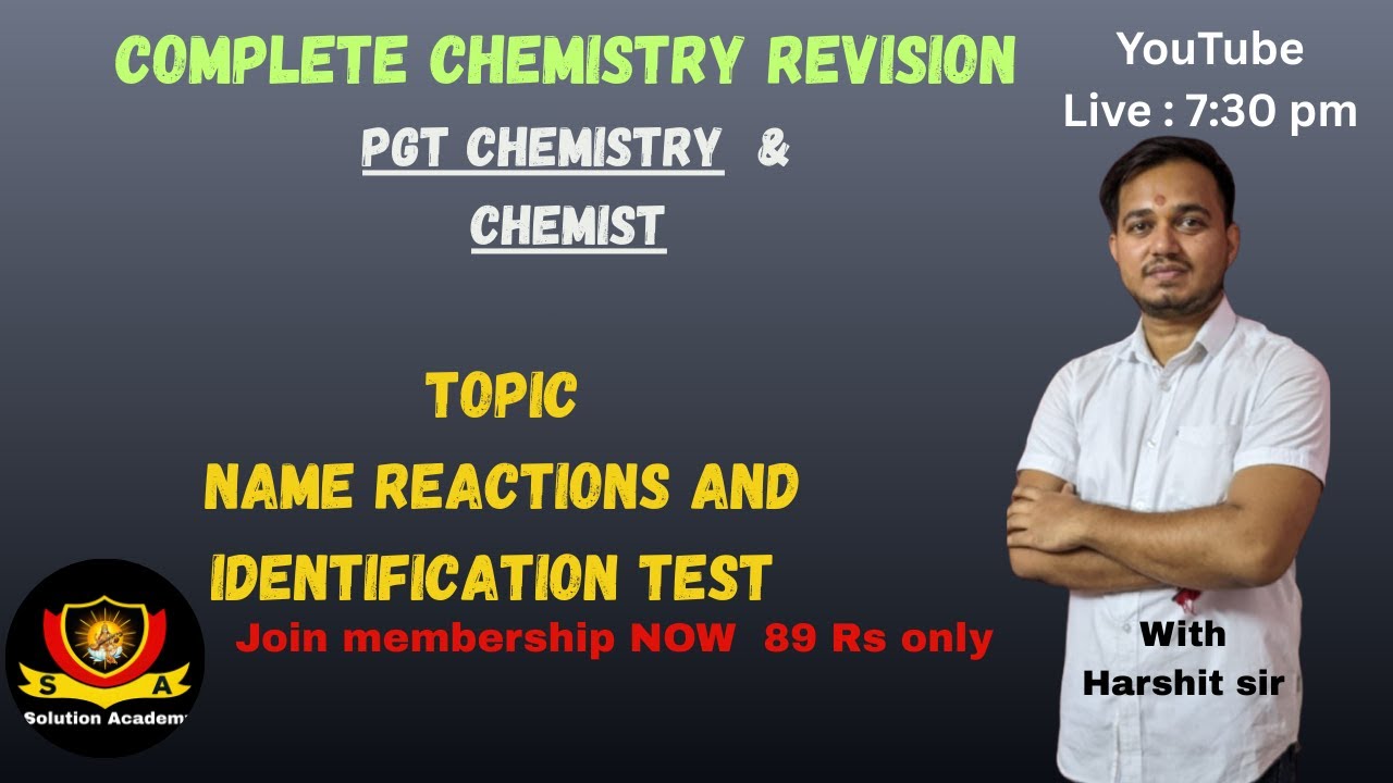 Day 20 🔴 Chemistry | Organic Name reactions and identification test ...