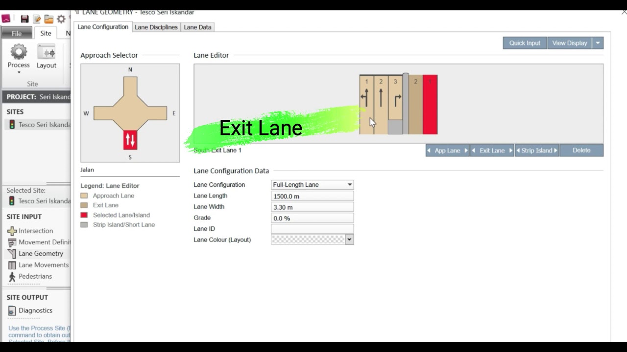 6 Lane Geometry Add Delete Lane in SIDRA Intersection 8.0 - YouTube
