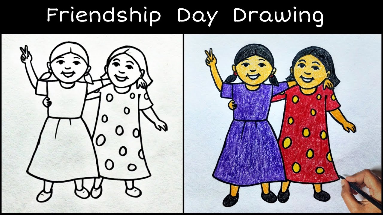 Friendship Day Drawing 2021 | How to Draw Friendship Day Poster Drawing ...