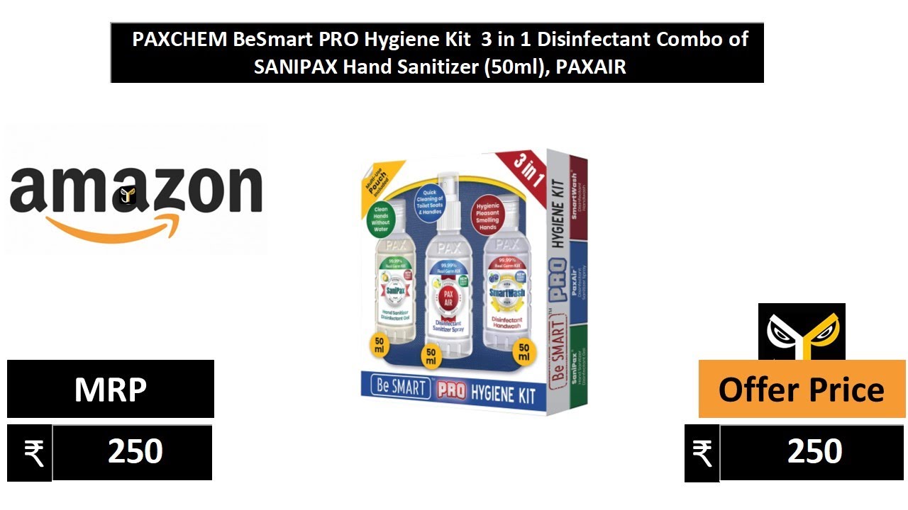 PAXCHEM BeSmart PRO Hygiene Kit 3 in 1 Disinfectant Combo of SANIPAX ...