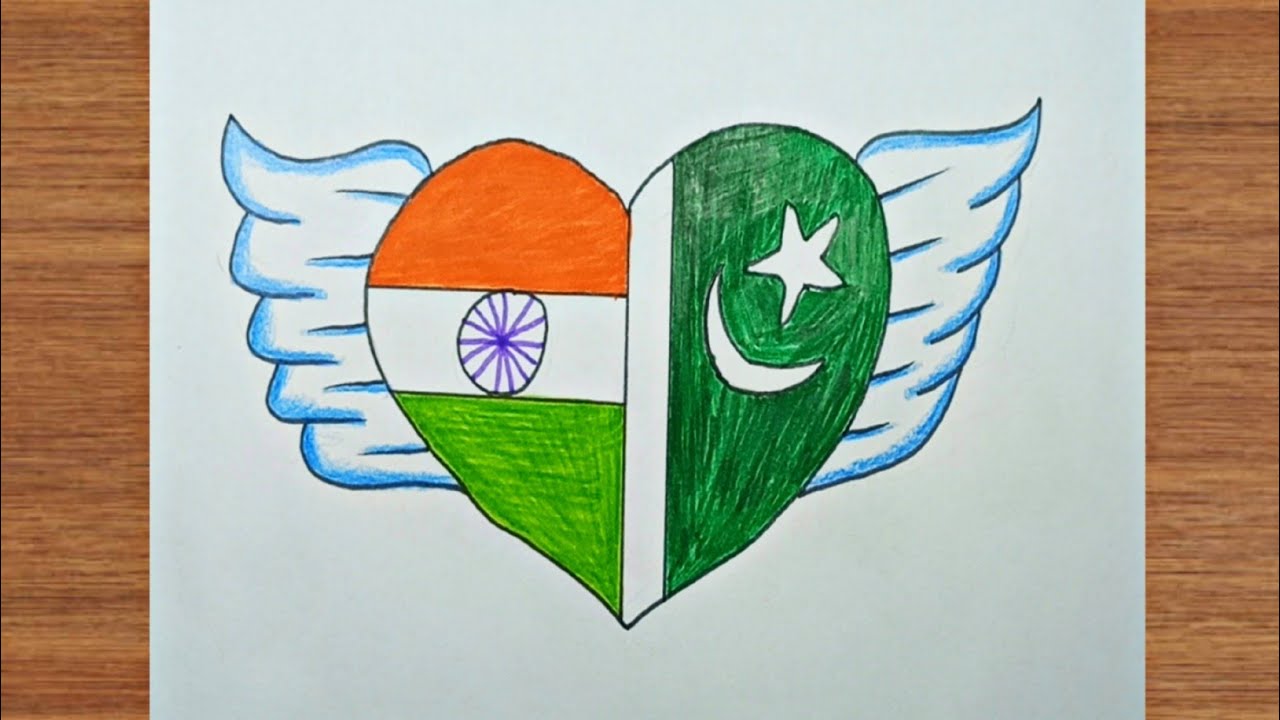 India and Pakistan Flag Drawing || How To Draw India and Pakistan Flag ...