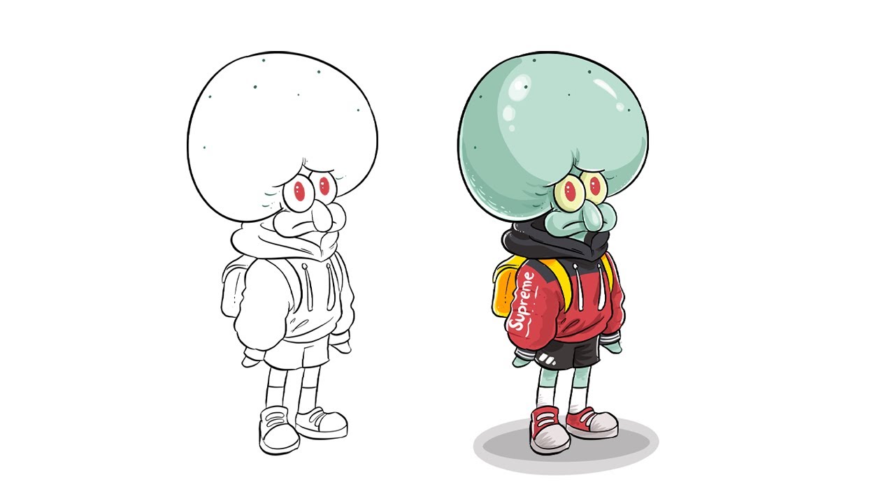 how to draw Hypebeast Kid Squidward | Spongebob squarepants - YouTube