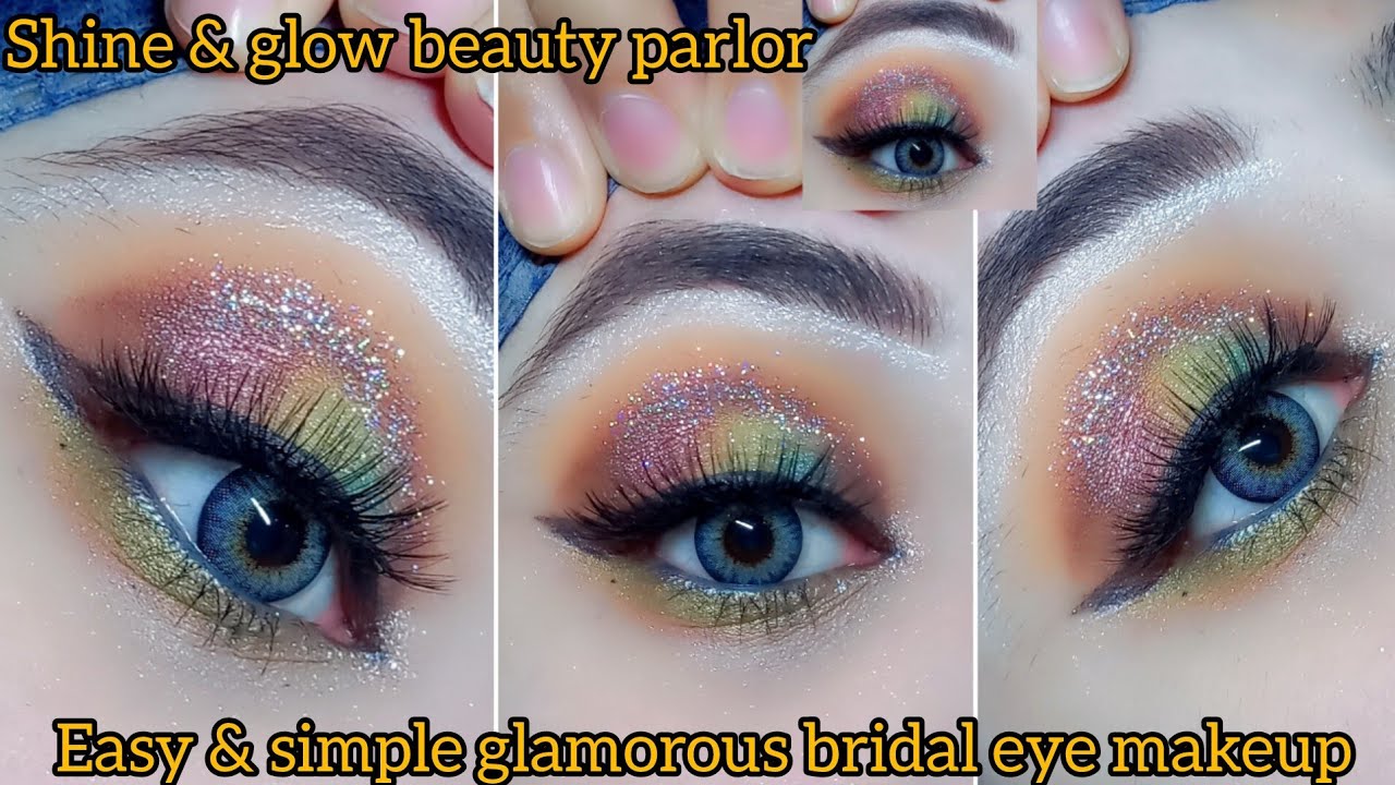 Easy & simple glamorous look bridal eye makeup tutorial | step by step ...