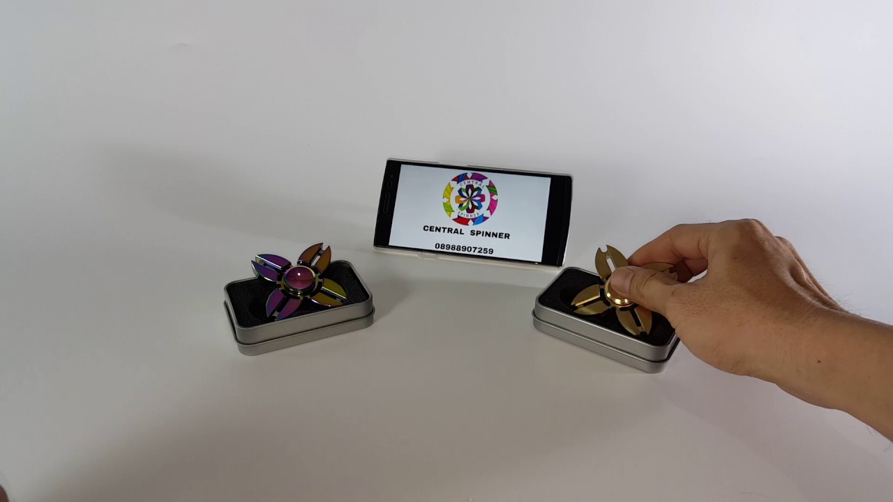Fidget Spinner Four Blade Rainbow Brass Top Original Quality - YouTube