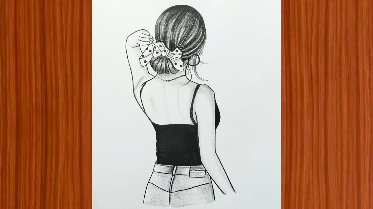 Pencil sketch girl drawing for beginners // Girl drawing step by step ...